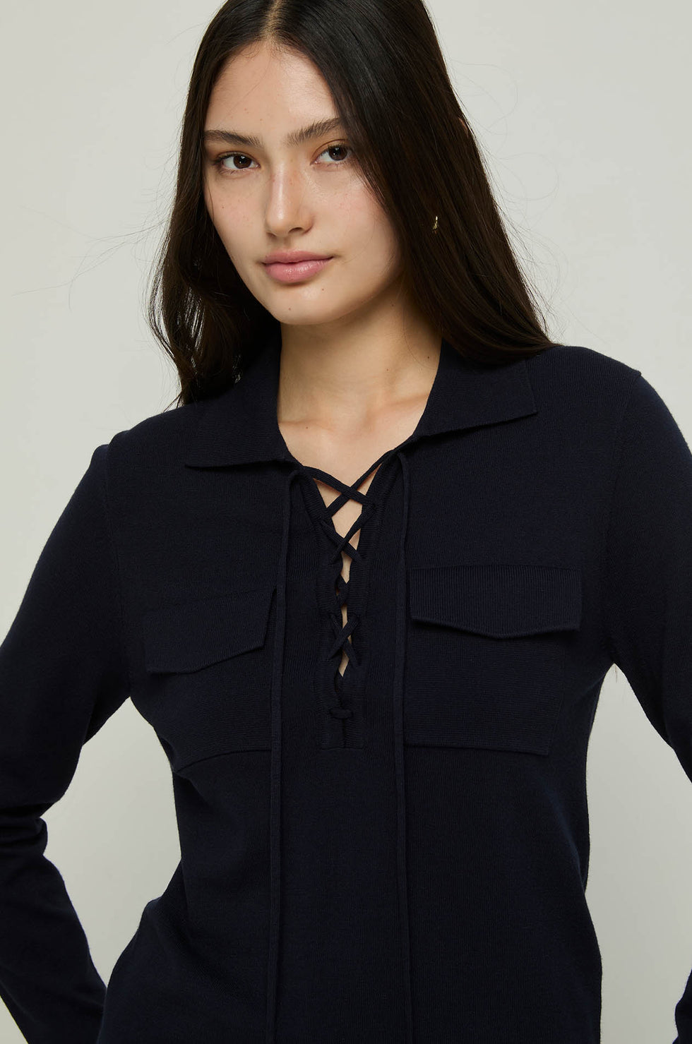 LONG SLEEVE LACE-UP KNITTED TOP – Royal Ivy Regatta Official Store